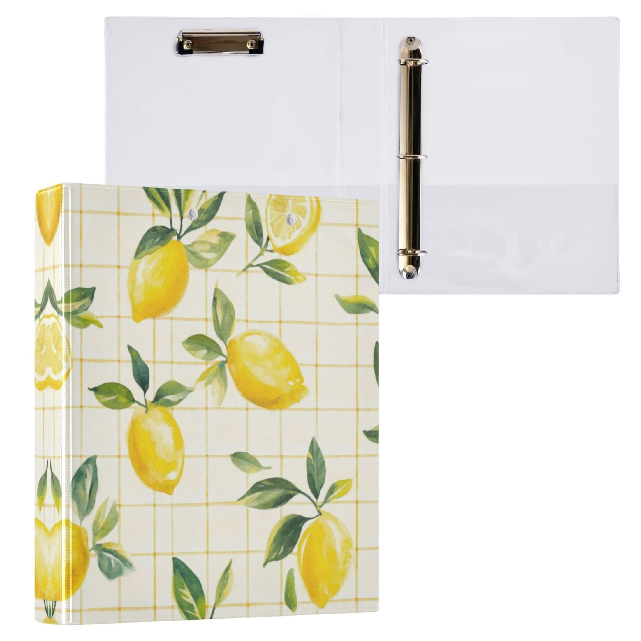 Lemons and Leaves 3 Ring Hardcover Binders 1.5in Round Rings for Letter ...