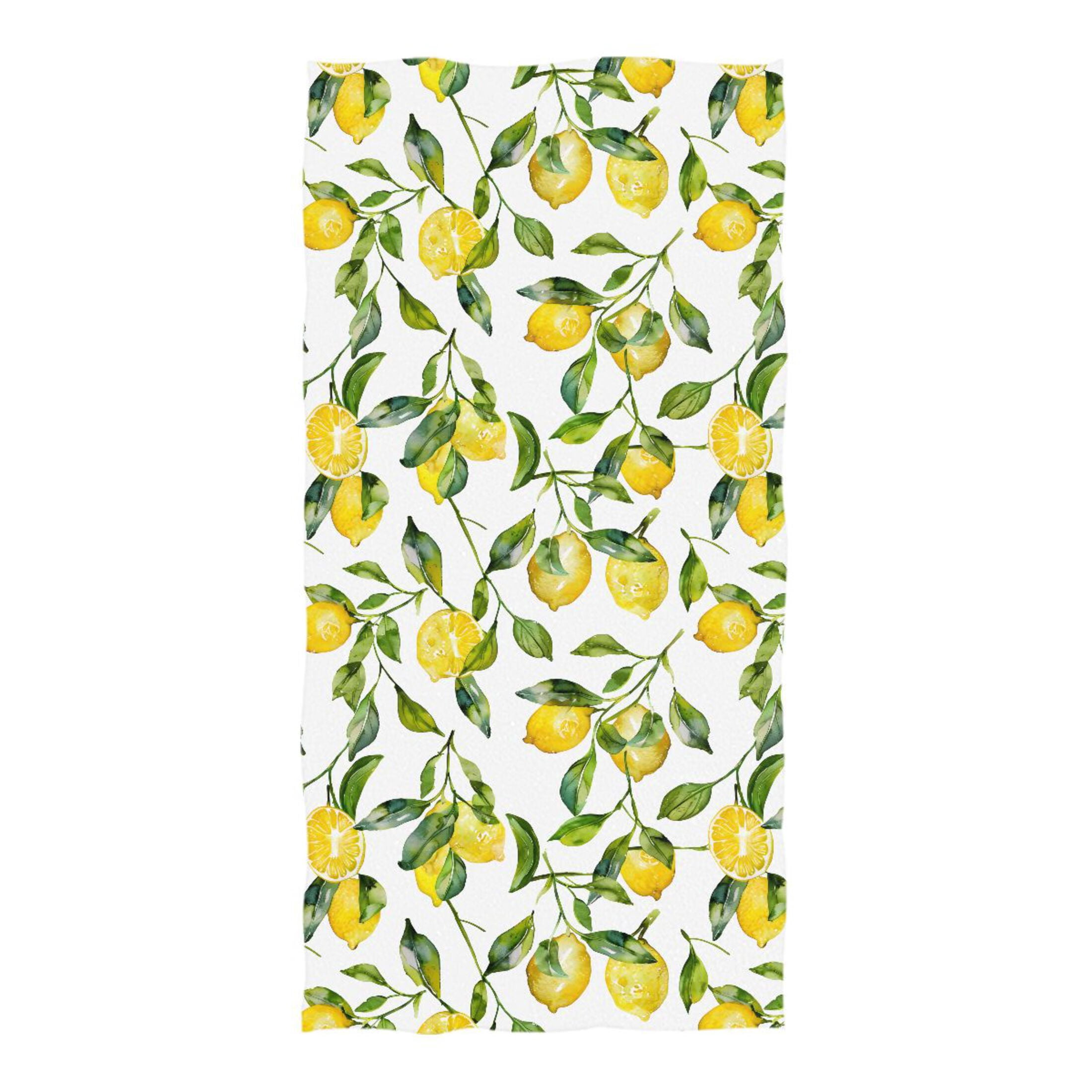 Lemons and Leaves Beach Towel Oversized 74"x37" Pool Towels Soft ...