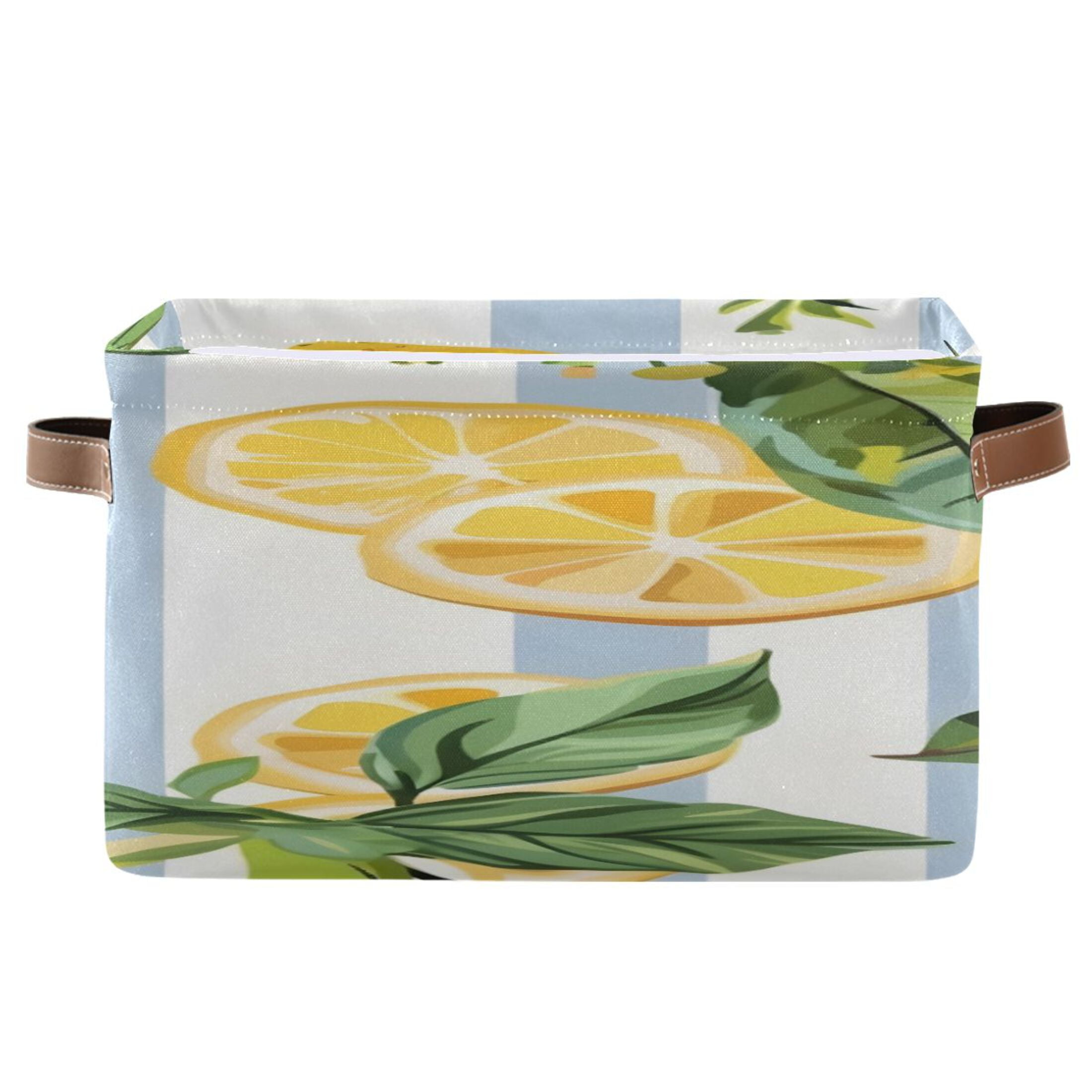 Lemons and Leaves Square Storage Bins with Handles Collapsible ...