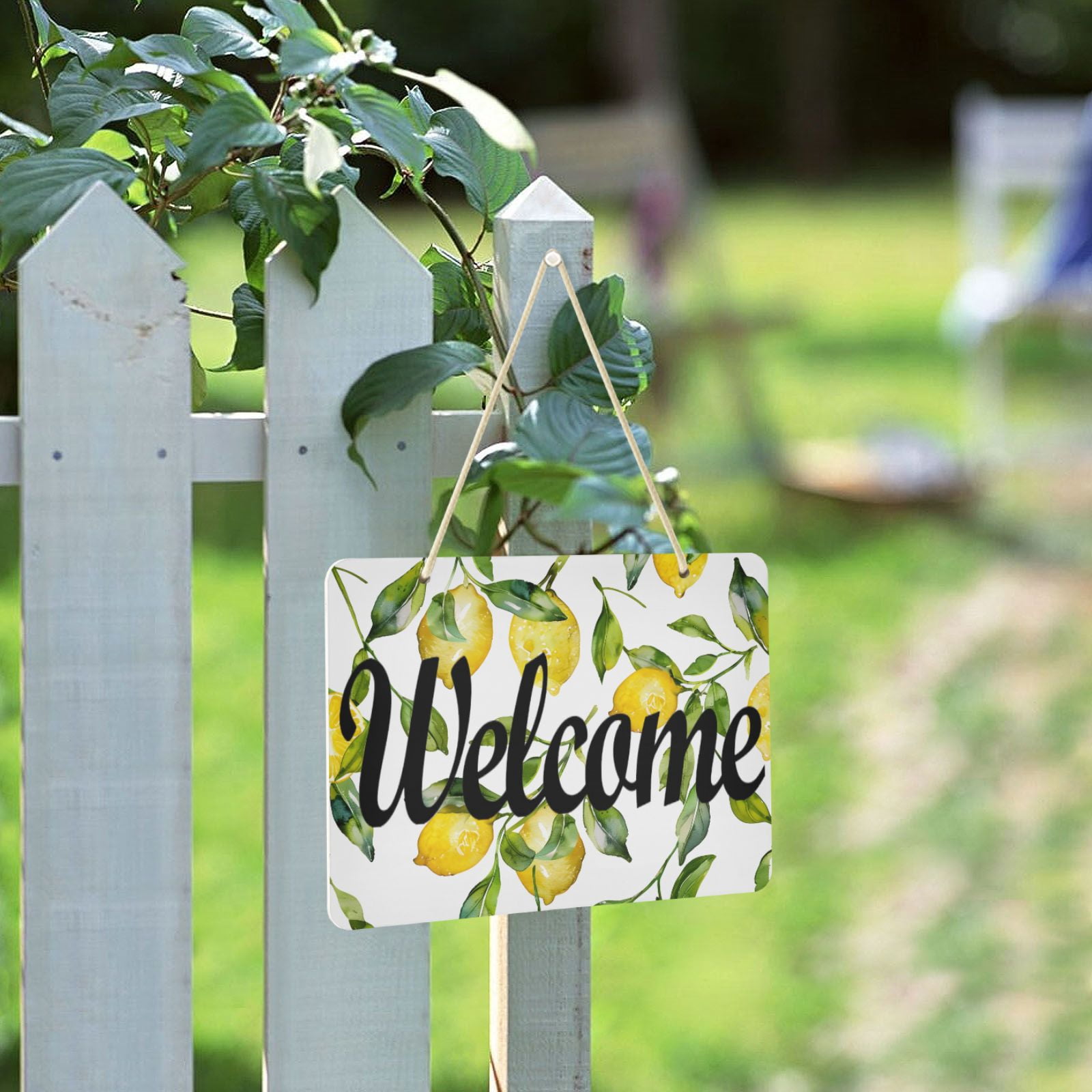 Lemons and Leaves Welcome Sign for Front Door Porch Wreath Door Sign ...