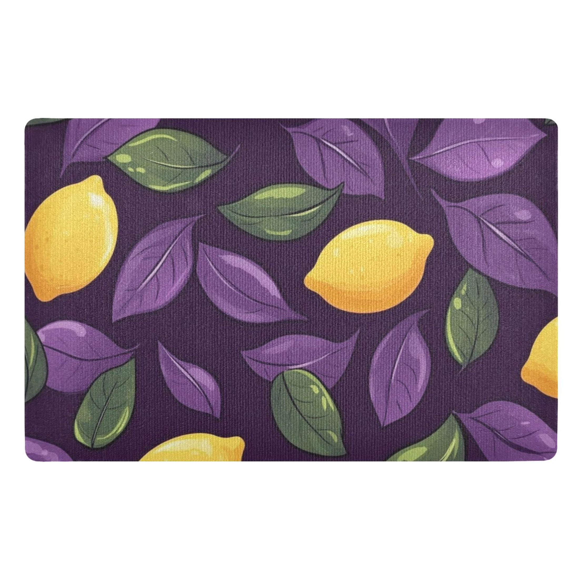 Lemons and Leaves on Dark Floor Door Mat Outdoor Indoor for Home ...