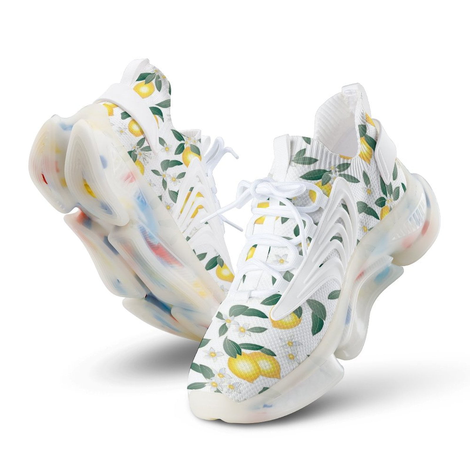 Lemons on White Walking Shoes for Men Woman Lightweight Tennis Fashion ...