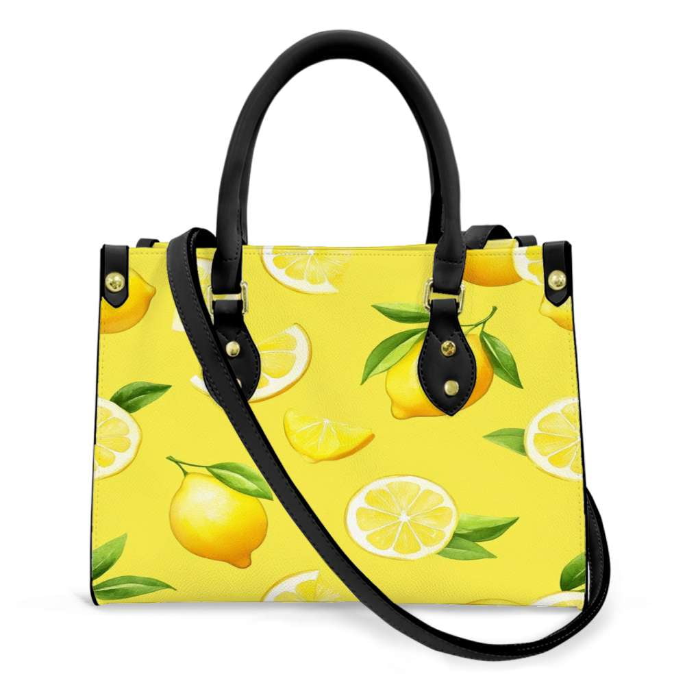 Lemons on Yellow Shoulder Bag Pu Leather Handbags Women High Quality ...