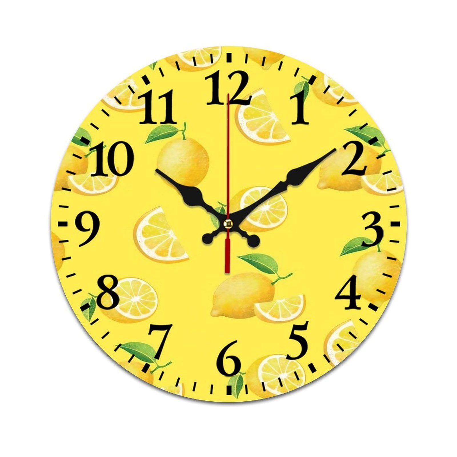 Lemons on Yellow Wall Clock Modern Design Clocks Wall Hanging Home ...