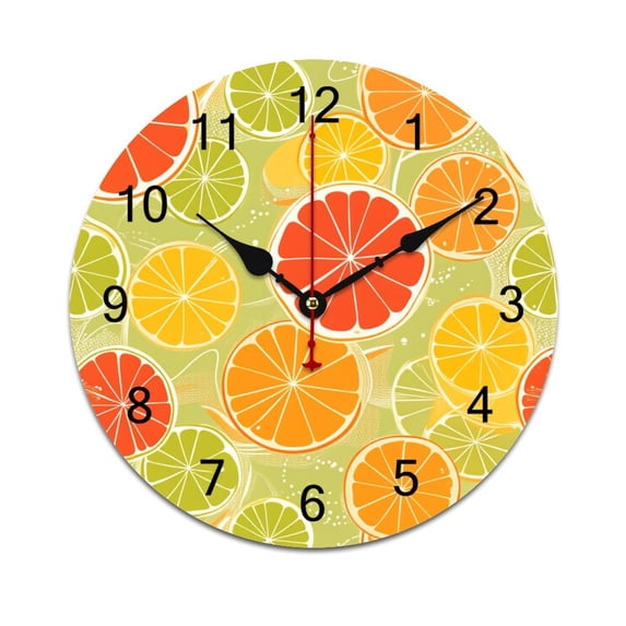 Lemons on Yellow Word Saying Big Wall Clock Home Decor Art Watch Living ...