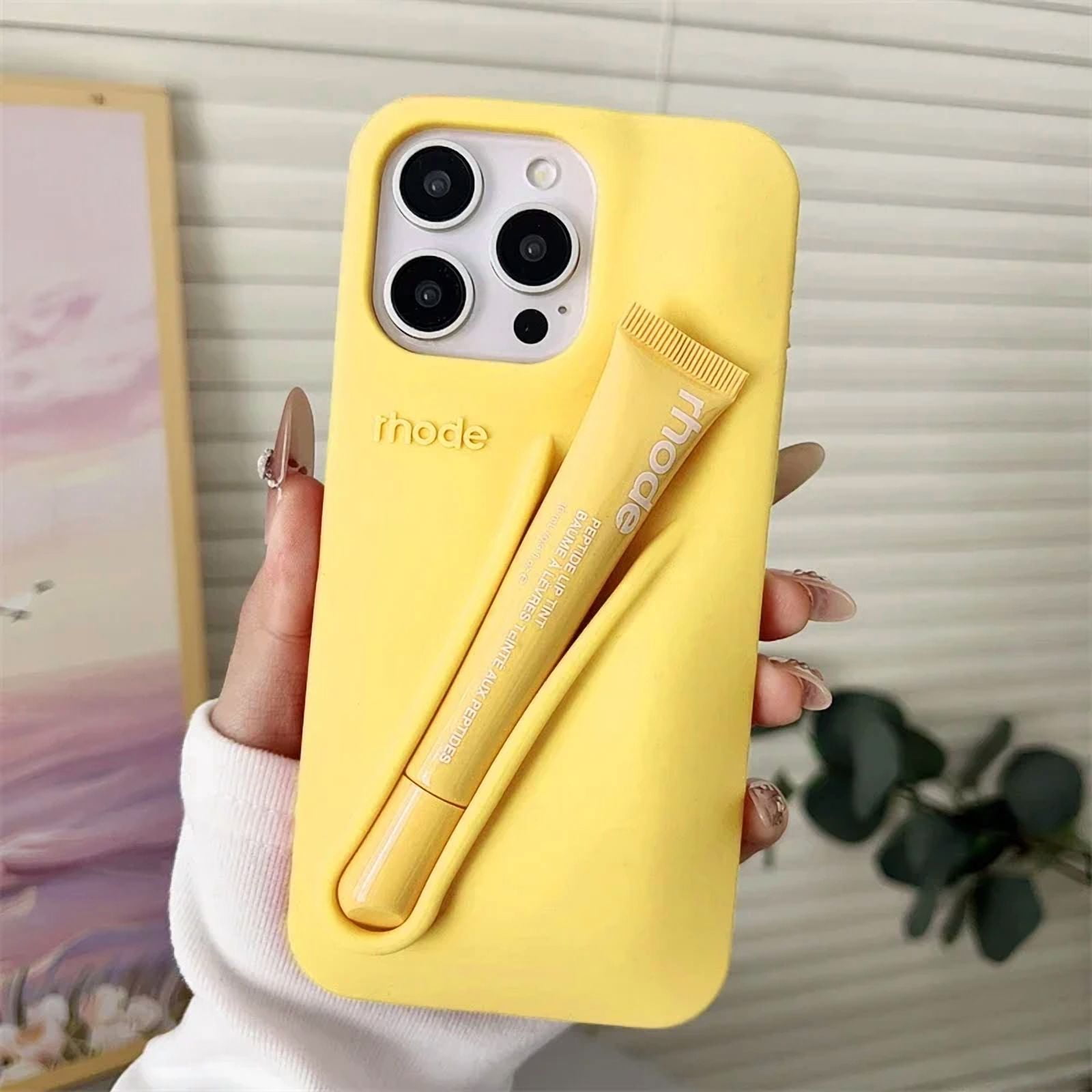 Lemontini Yellow Portable Lip Gloss Silicone Phone Case for IPhone 17 ...
