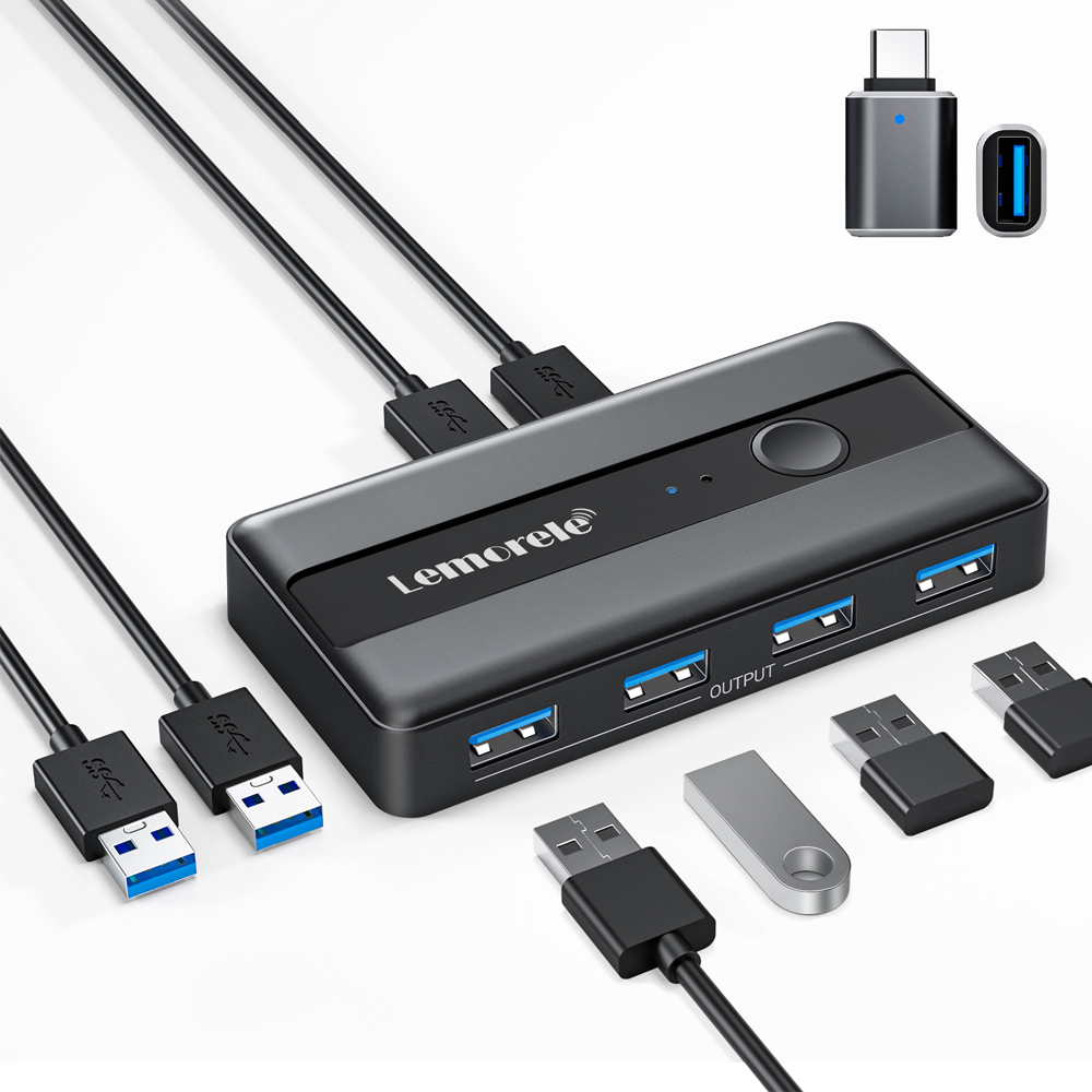 Clearance!!! USB Switch 3.0, eppfun USB Switcher for 2 PCs, 2-In 4-Out ...
