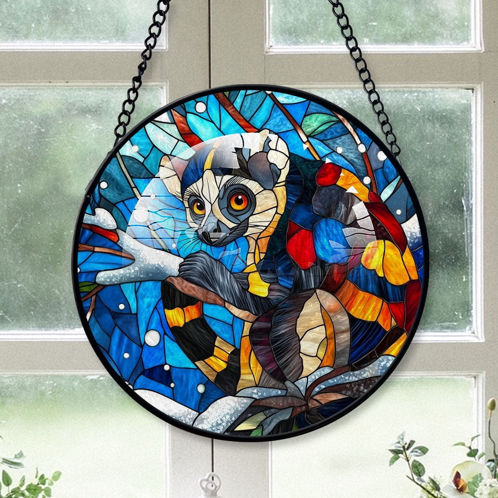 Lemur Ornament Christmas 2025, Lemur Stained Glass Window Panel ...