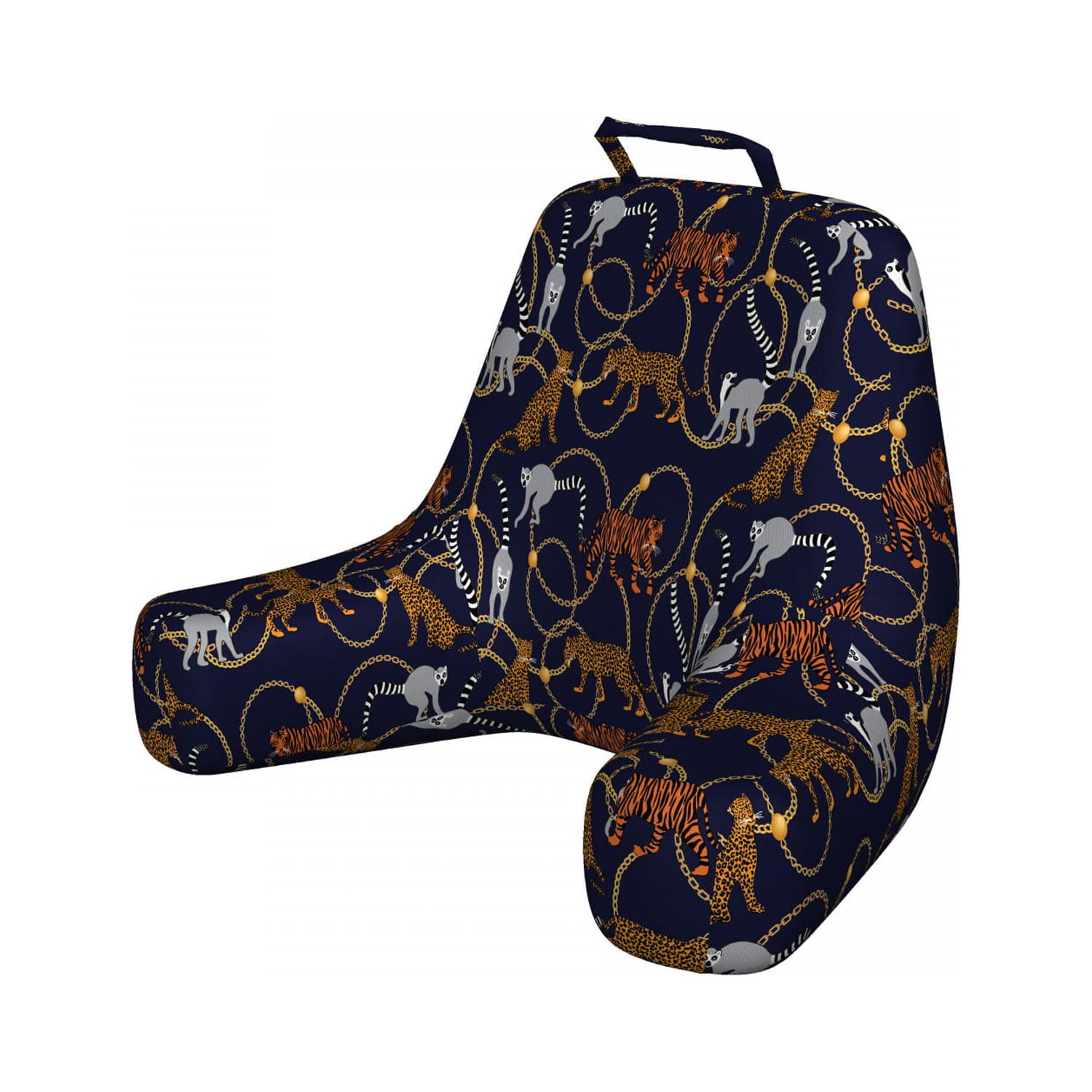 Lemur Reading Pillow Cover, Exotic Tiger Leopard Madagascar Monkey ...