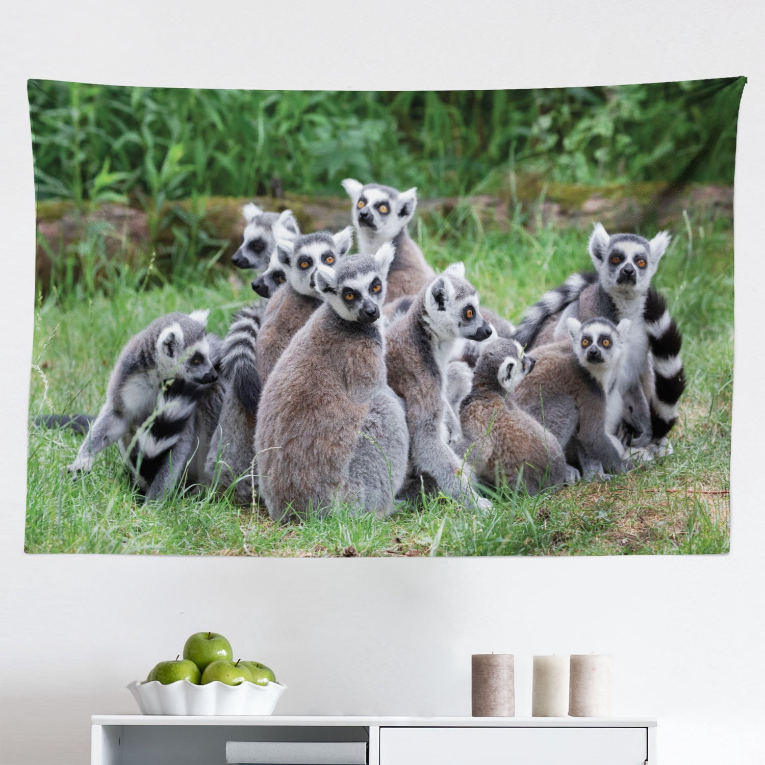 Lemur Tapestry, Ring Tailed Madagascar Animal Forest Nature ...