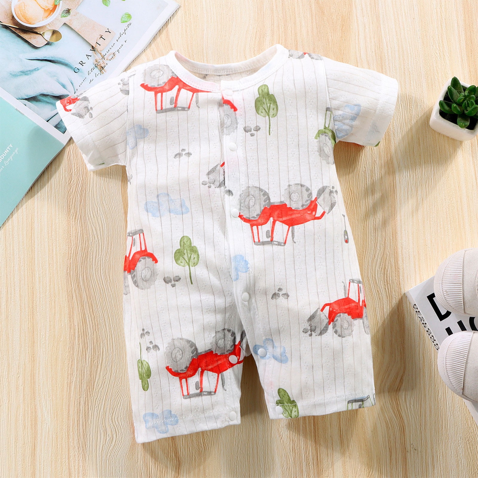 Lenago Baby Boy Girl Button Romper Jumpsuit Cute Cartoon Printed ...