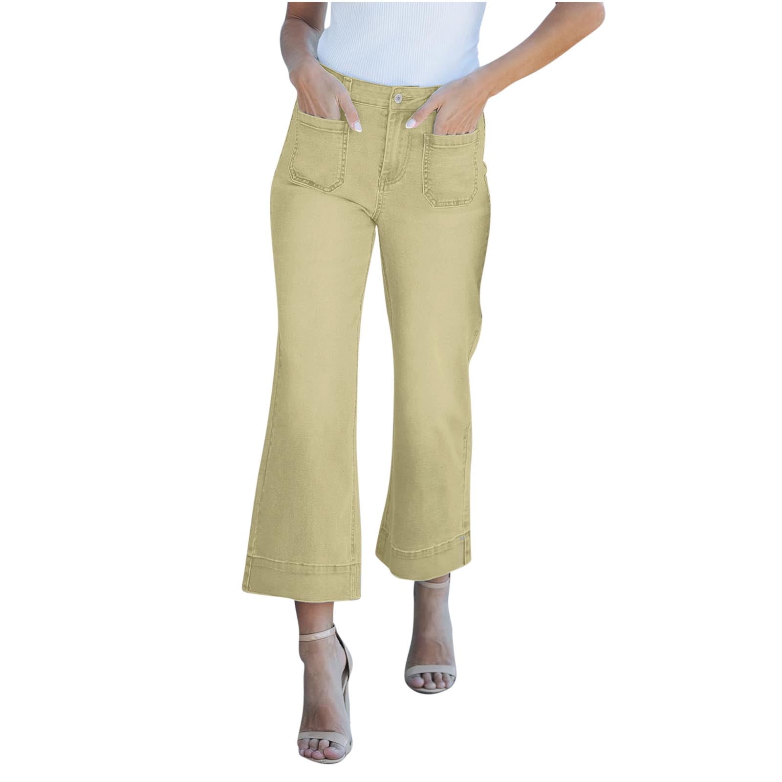Lenago Bootcut Jeans for Women Wide Leg High Waisted Stretchy Straight ...