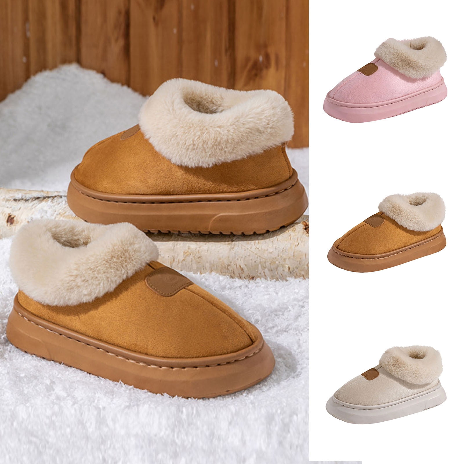 Lenago Fuzzy Slippers for Women Cozy Quilted Comfortable Soft Foam Faux ...