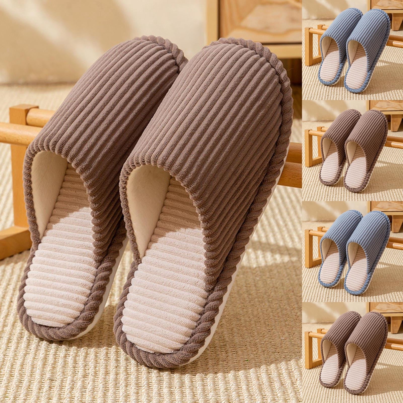 Lenago Fuzzy Slippers for Women Cozy Quilted Comfortable Soft Foam Faux ...