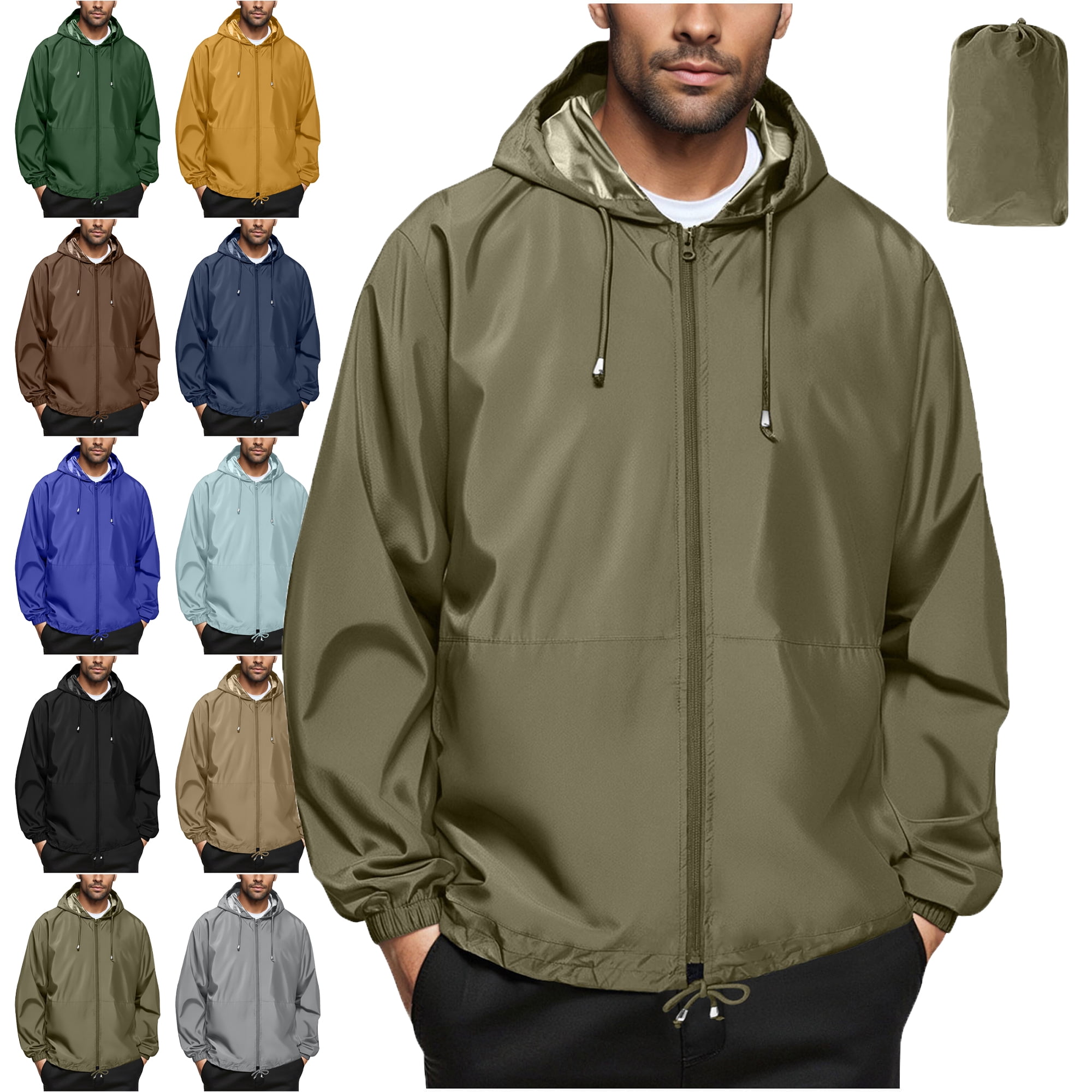 Lenago Mens Jackets Lightweight Mens Lightweight Rain Jacket Waterproof ...