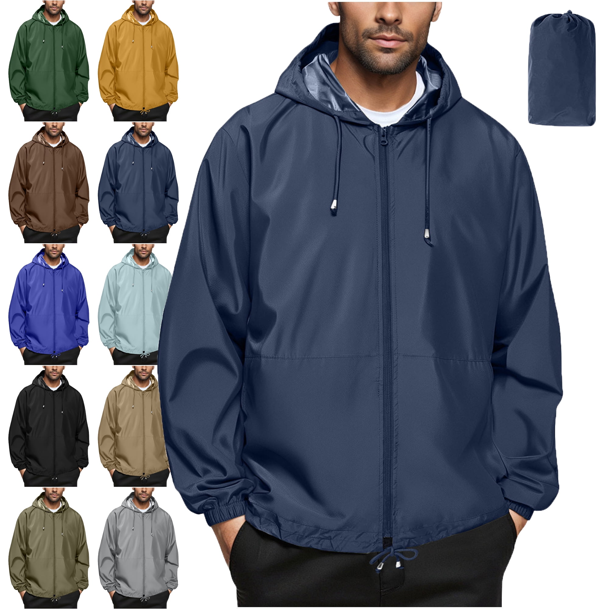 Lenago Mens Jackets Lightweight Mens Lightweight Rain Jacket Waterproof ...
