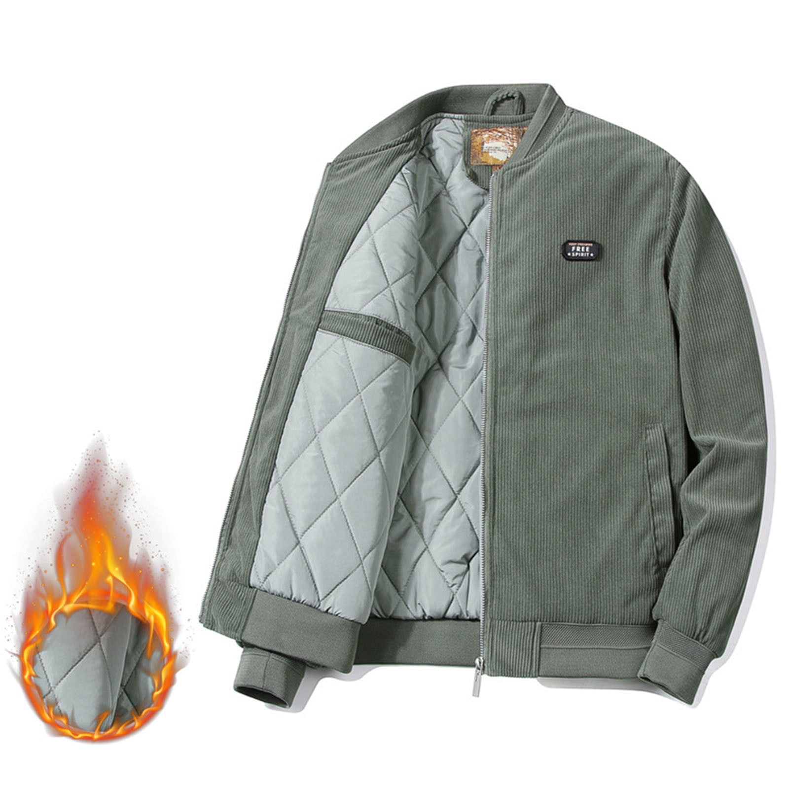 Lenago Quilted Jackets For Men Fall Winter Outerwear Fleece Lining ...