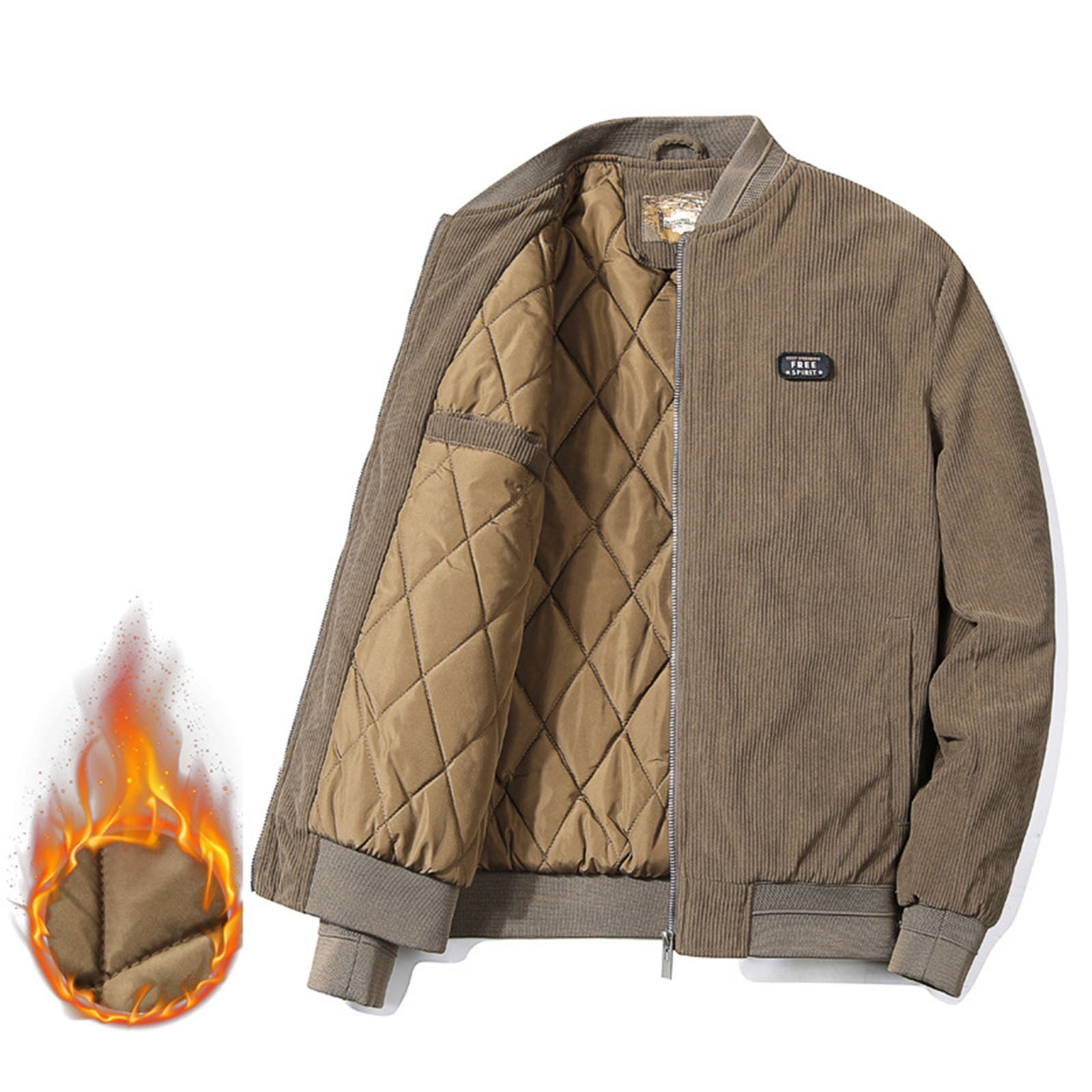 Lenago Quilted Jackets For Men Fall Winter Outerwear Fleece Lining ...