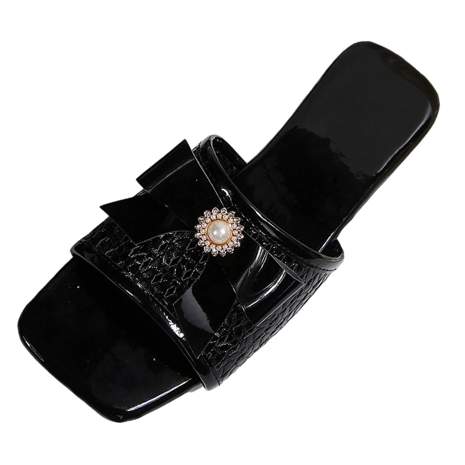 Lenago Sandalias De Mujer Casual Hollow Weave Thick Heel Open Toed Lazy ...