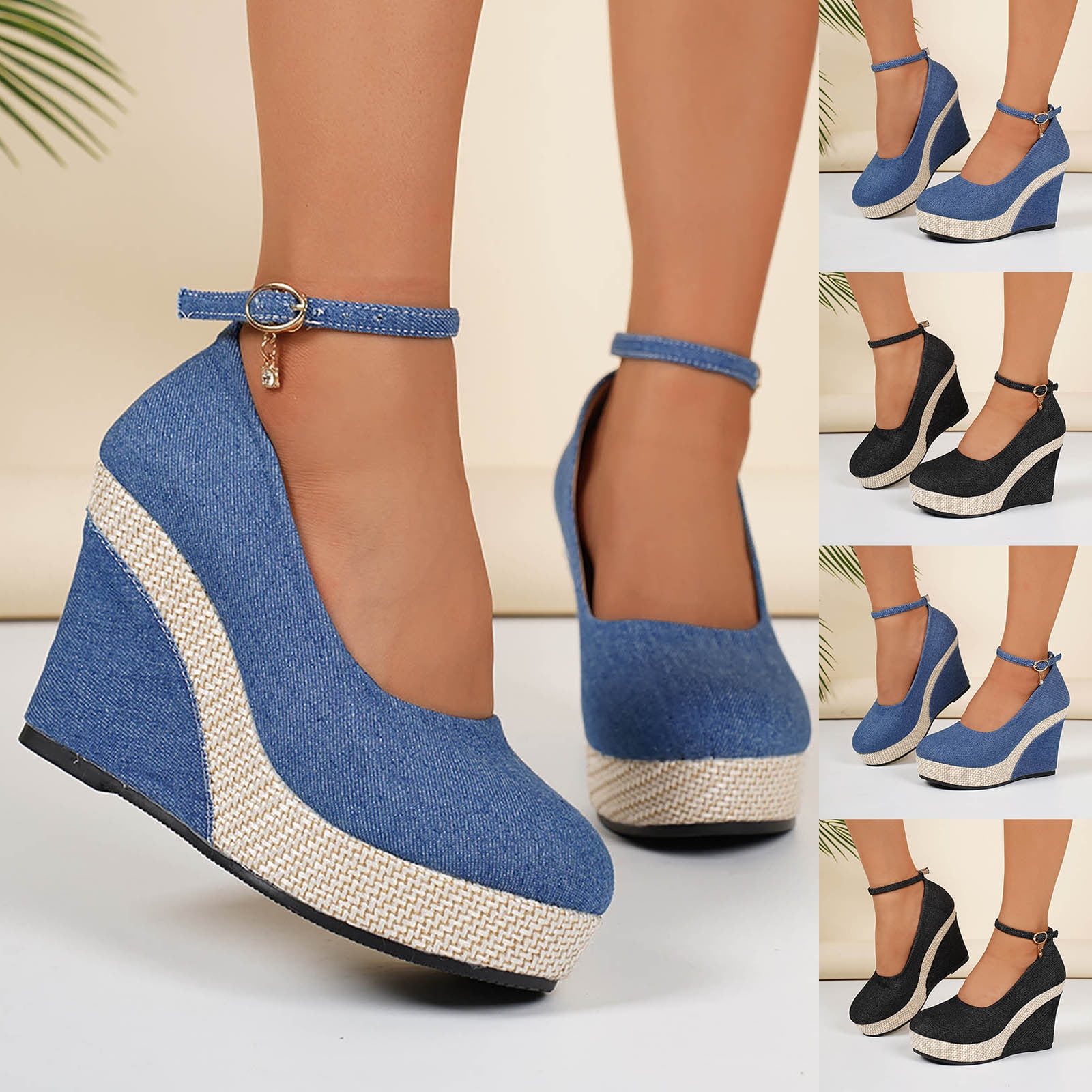 Lenago Sandals for Women Wedge Sandal Sandals with Ankle Strap Platform ...