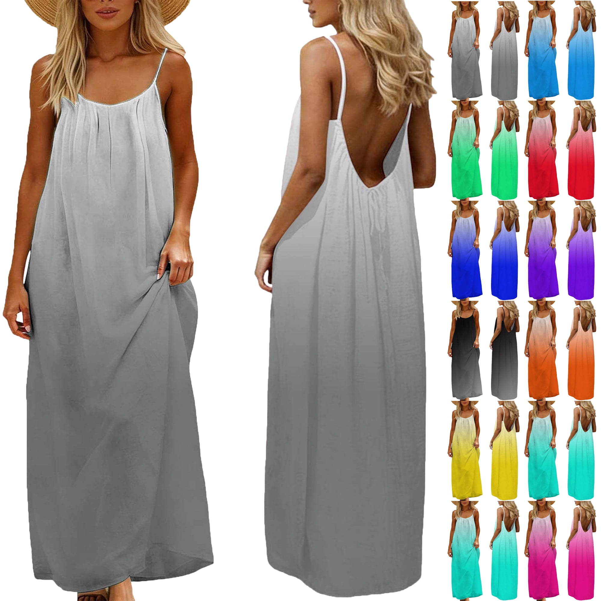Lenago Summer Dresses for Women Sleeveless Backless Cami Dresses ...