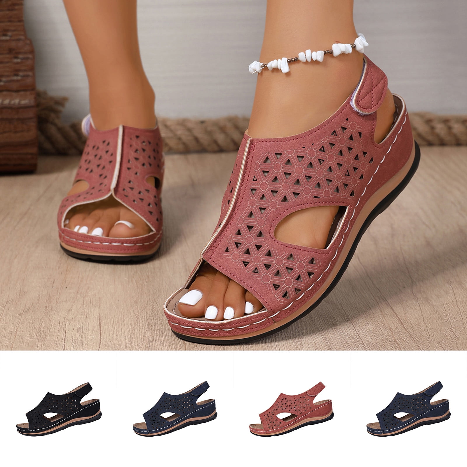 Lenago Summer Sandals for Women Sandals with Ankle Strap Platform Wedge ...