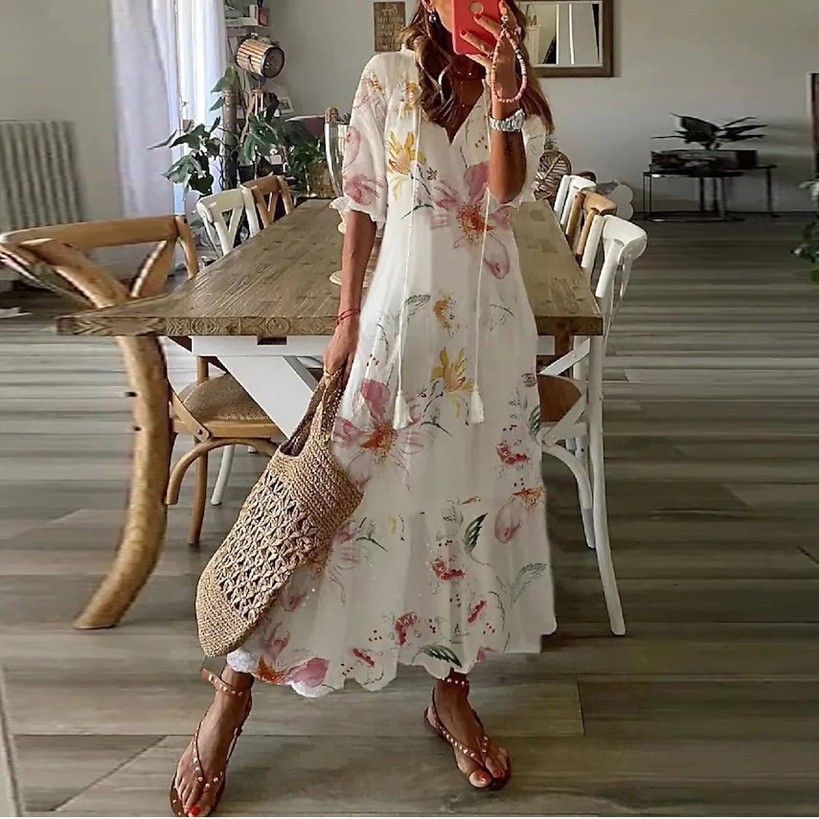 Lenago Sun Dresses for Women Plus Size Fashion Casual Spring And Summer ...