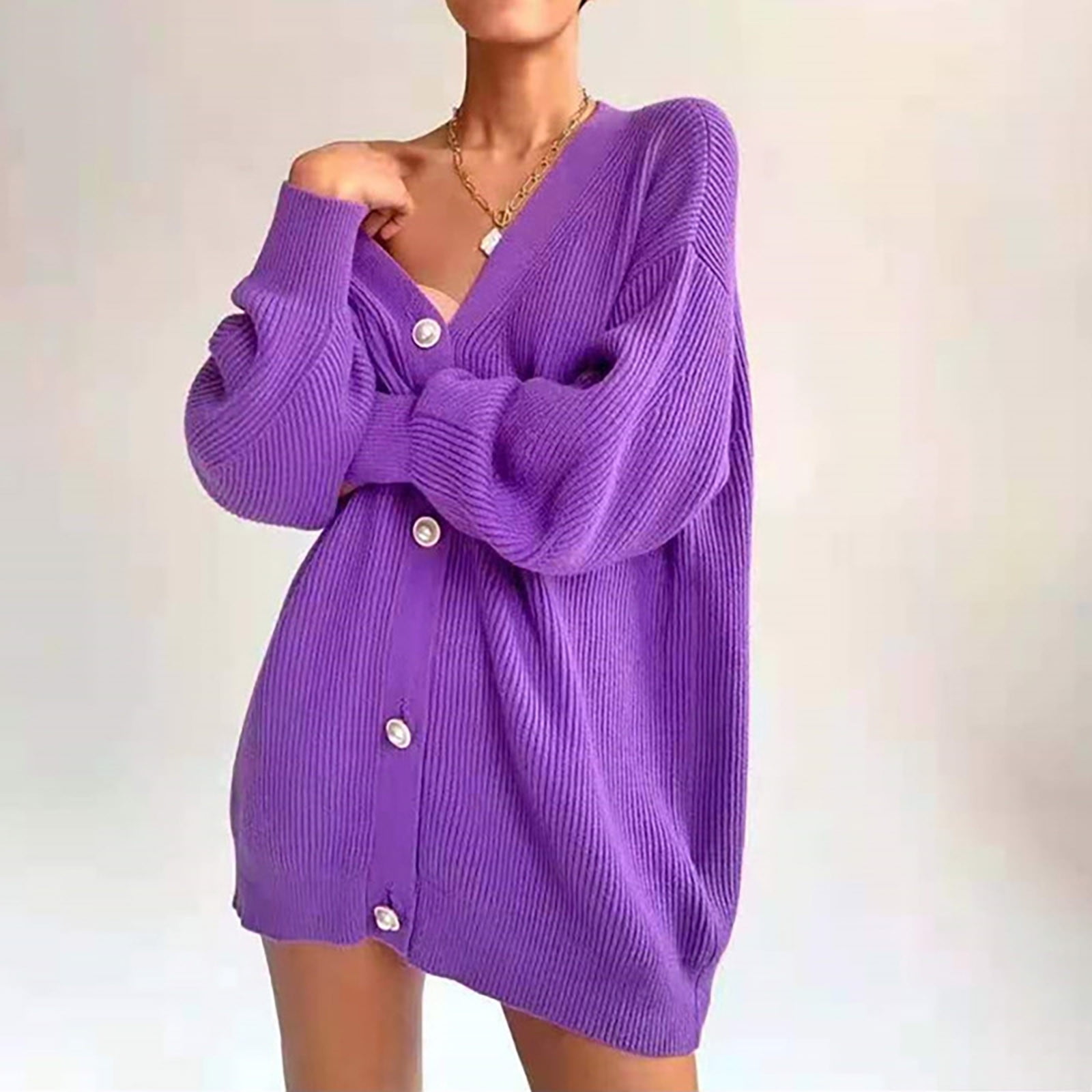 Lenago Sweaters For Women Plus Size Fashion Color Long Sleeve Pullove