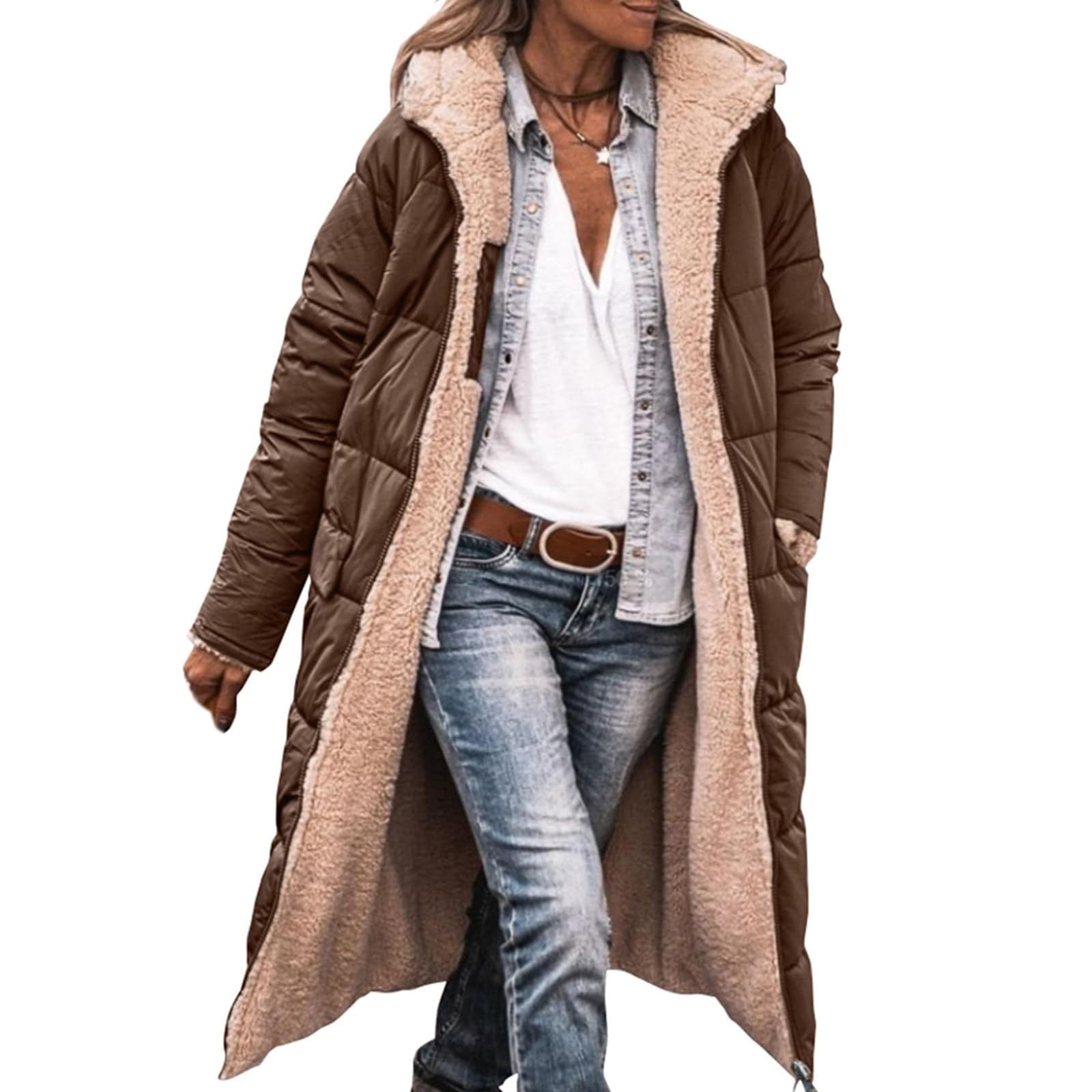 Lenago Warm Coats for Women Plus Size Winter Casual Loose Fashion Color ...