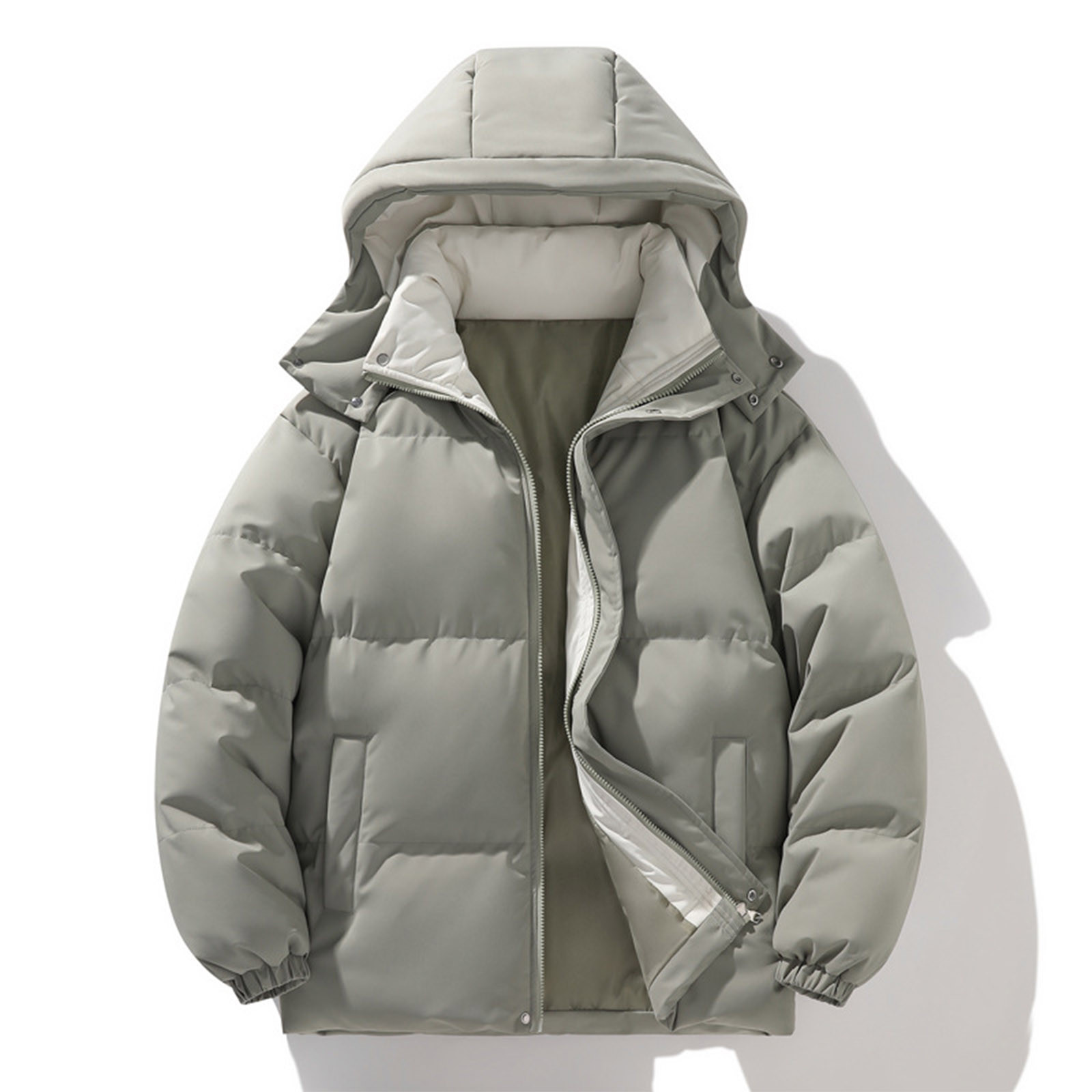 Lenago Winter Quilted Jackets For Men Solid Color Puffer Jacket With ...