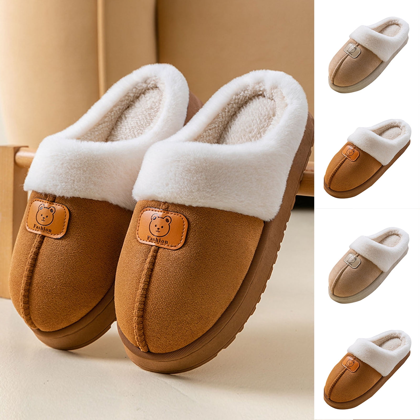 Lenago Winter Warm Slippers for Women Cozy Platform Soft Foam Fuzzy ...