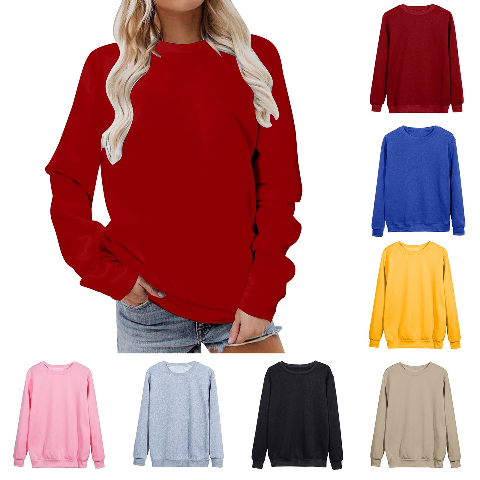 Lenago Women Crewneck Sweatshirts Long Sleeves Casual Shirts Color ...