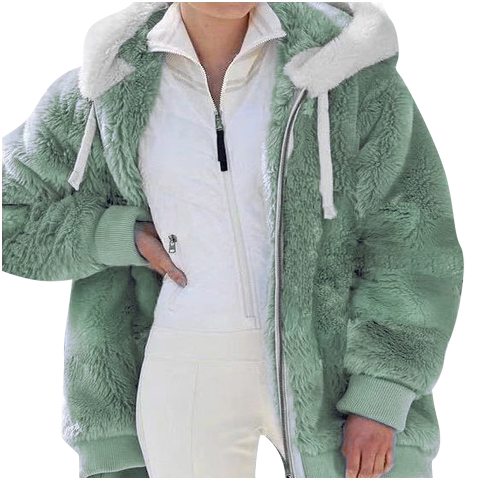Lenago Women Fleece Hoodie Sweatshirt Plus Size Fashion Zipper V-Neck ...