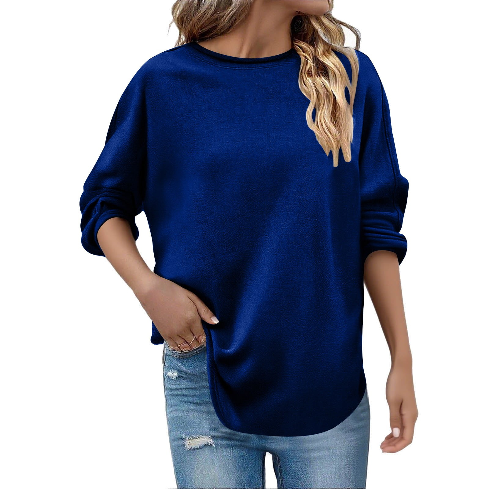 Lenago Women's Oversized Sweatshirts Solid Color Long Sleeved Pullover ...