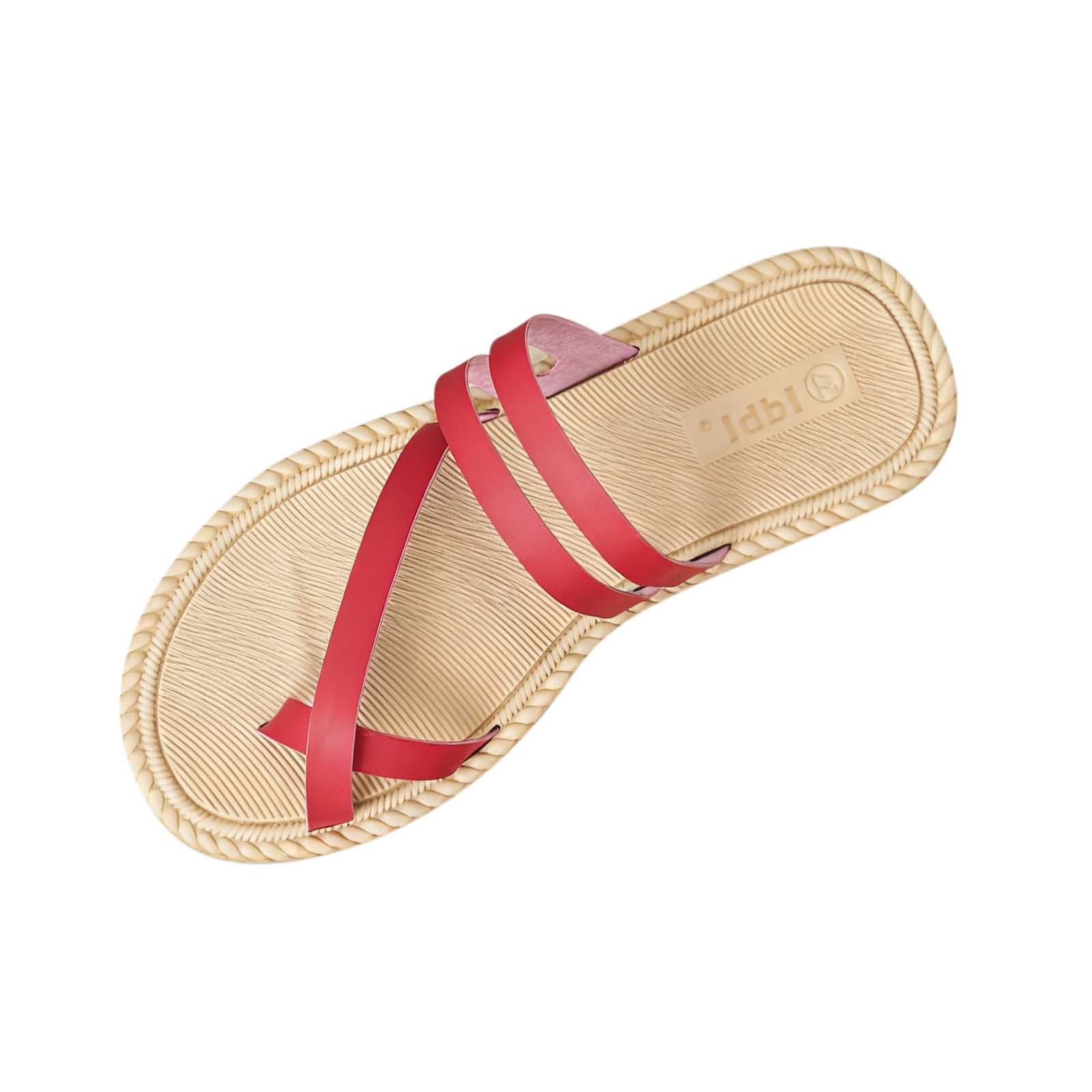 Lenago Women's Sandals Casual Summer Solid Color Round Toe Outerwear ...