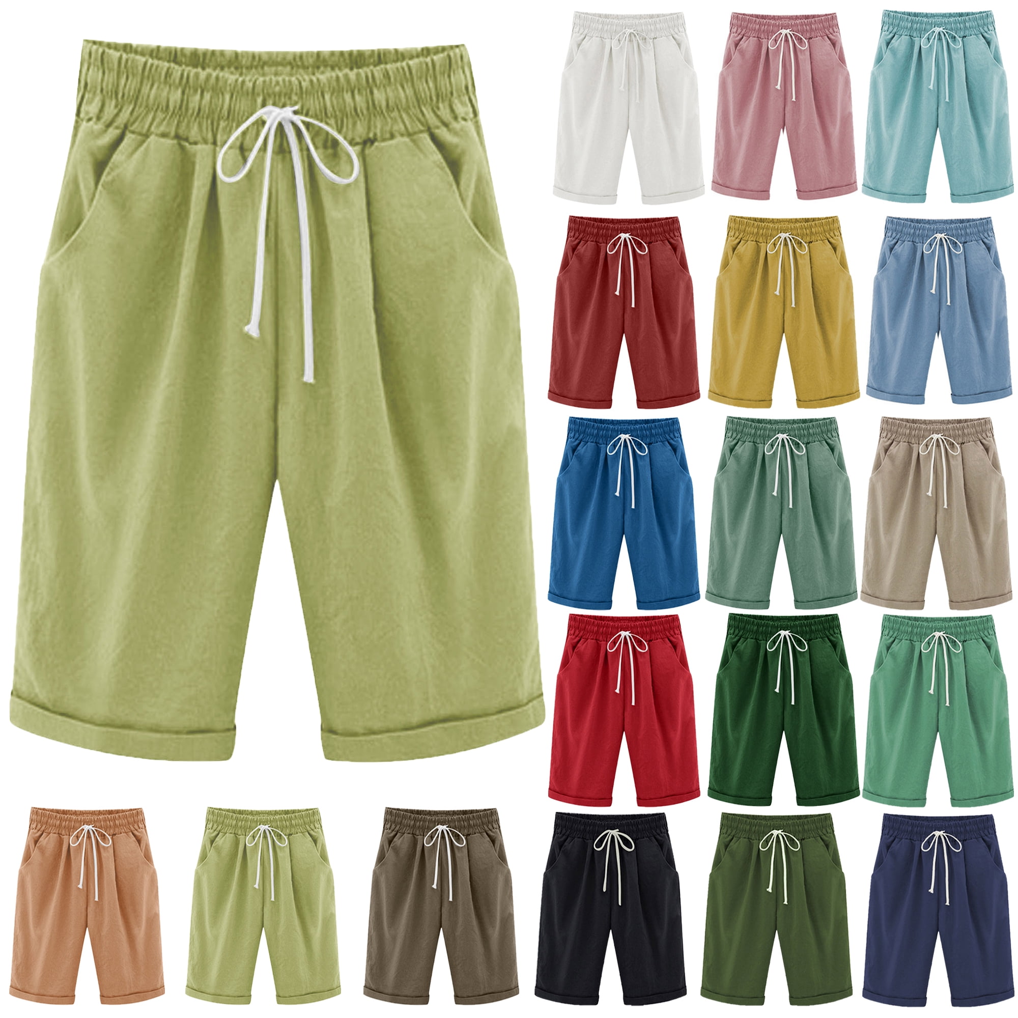 Cameland Womens Summer Cotton Linen Shorts, Plus Size, Wide Leg ...