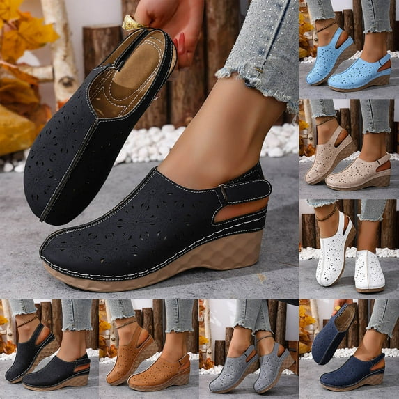 Lenago Womens Summer Sandals Slip-On Flatform Shoes Soft Suede ...