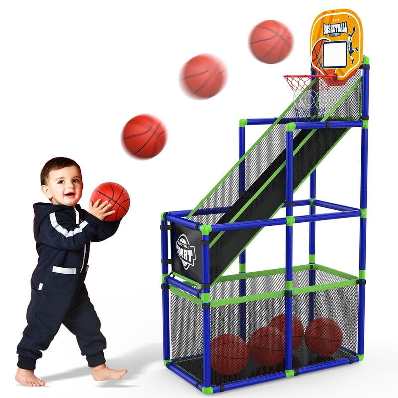 Lenbar Arcade Basketball Hoop Set, Kids Indoor Toy with Storage, 4 ...