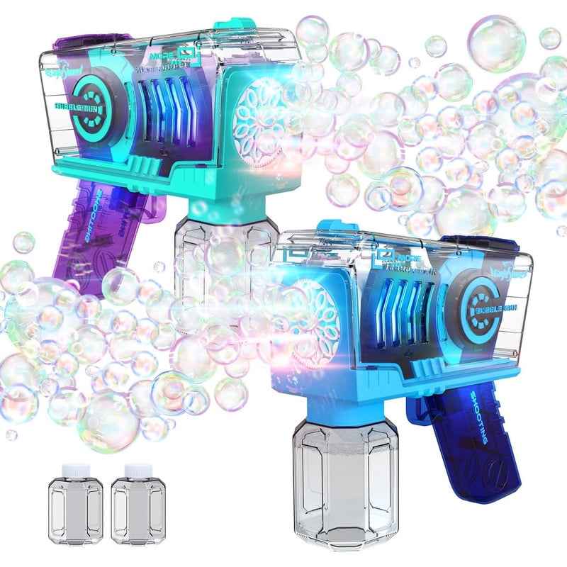 Lenbar Bubble Gun for Kids 2 Pack, 10-Hole Automatic Bubble Blaster ...
