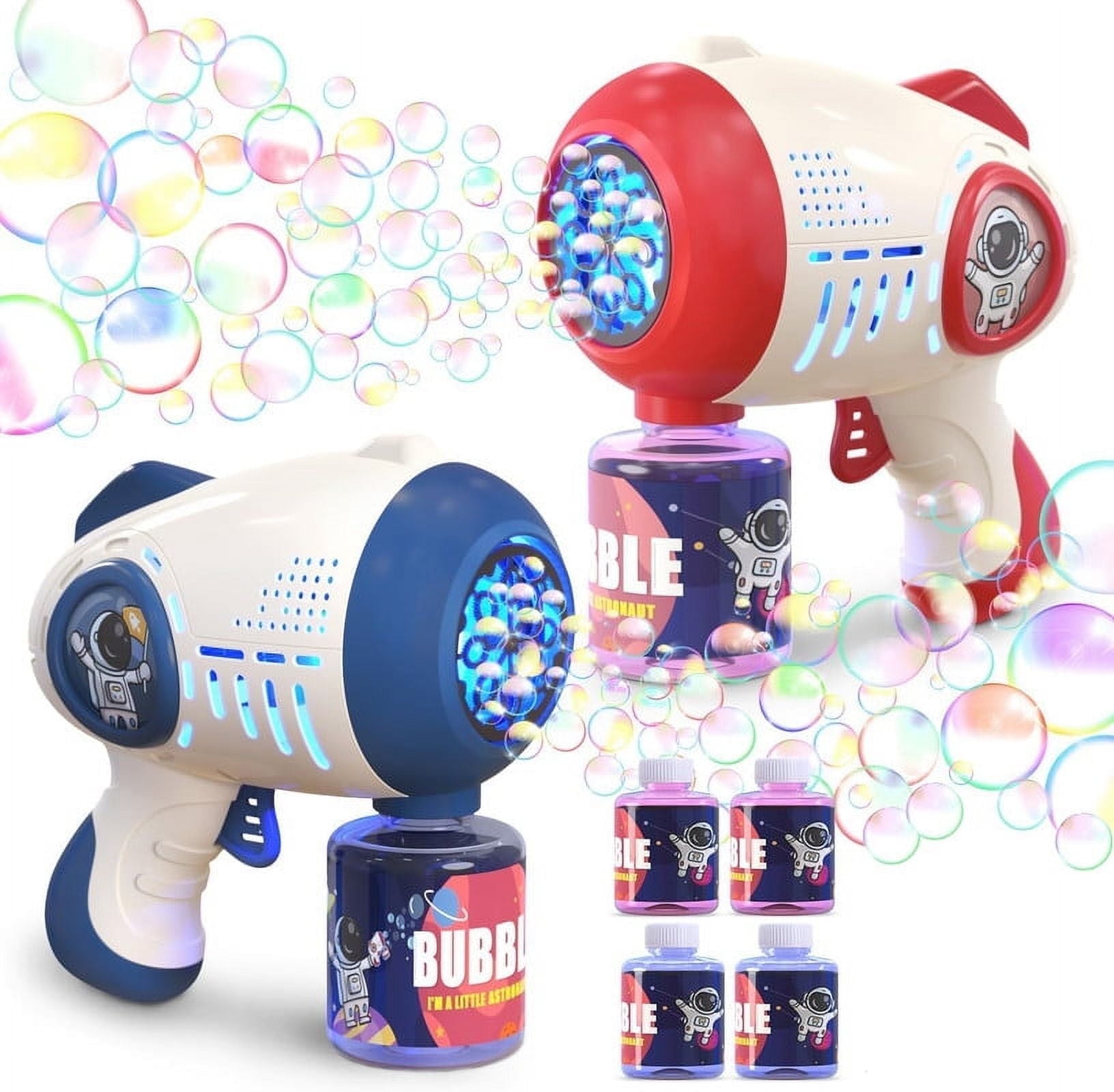 Lenbar Bubble Guns for Toddlers 2 Pack, 8-Hole Automatic Bubble Blower ...