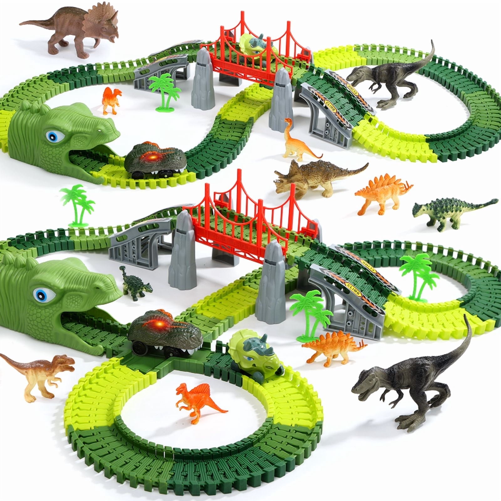 Lenbar Dinosaur Track Set for Kids with 225 PCS Flexible Race Tracks,1 ...