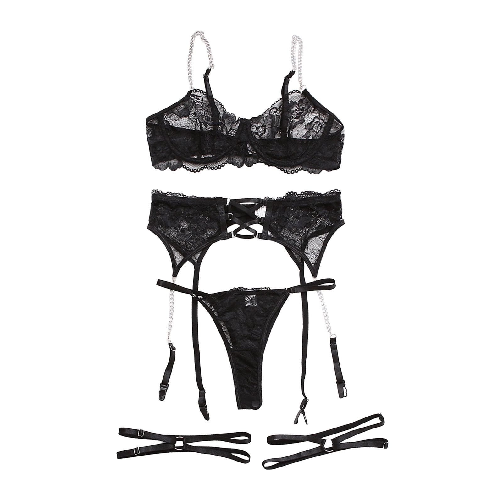 Lenceria Extreme Cute Dessous New Luxury Sexs Black Color Women Cute Garter Lingerie Sex Bra And