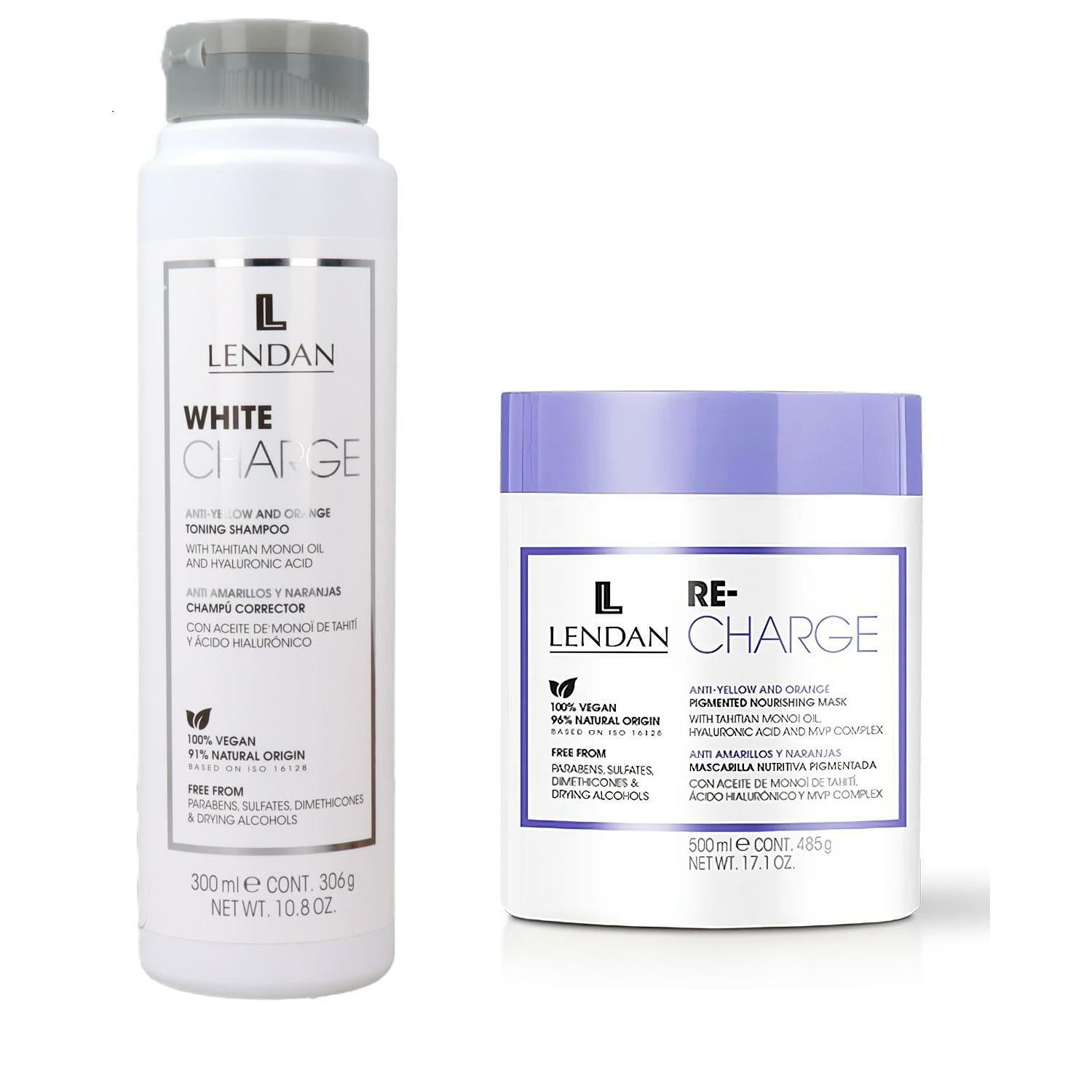 Lendan Anti-Yellow & Orange Kit, White Charge Shampoo 300ml + Re-Charge ...