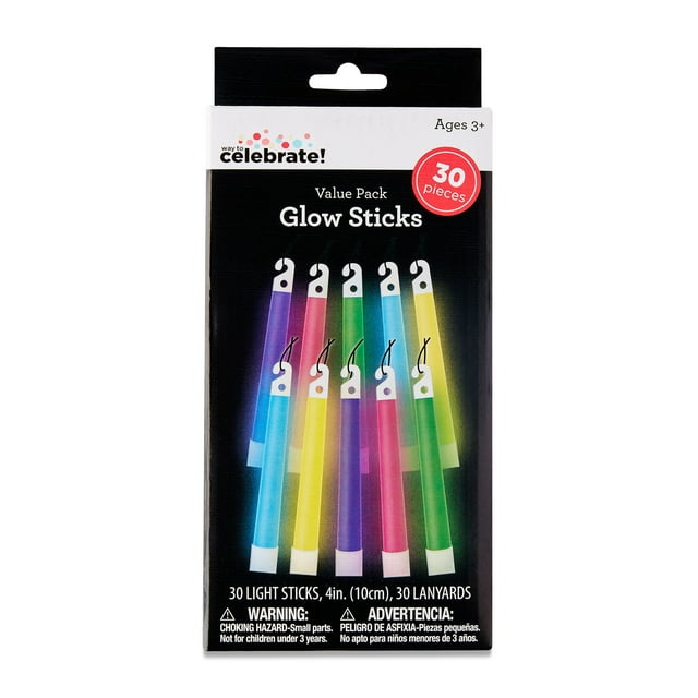Multicolor Glow Sticks, 4", 30 Count, by Way To Celebrate - Walmart.com
