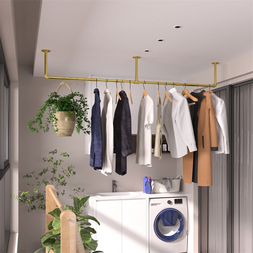 Length Adjustable Heavy Duty Hanging Clothes Rack Thick Tube Couture ...