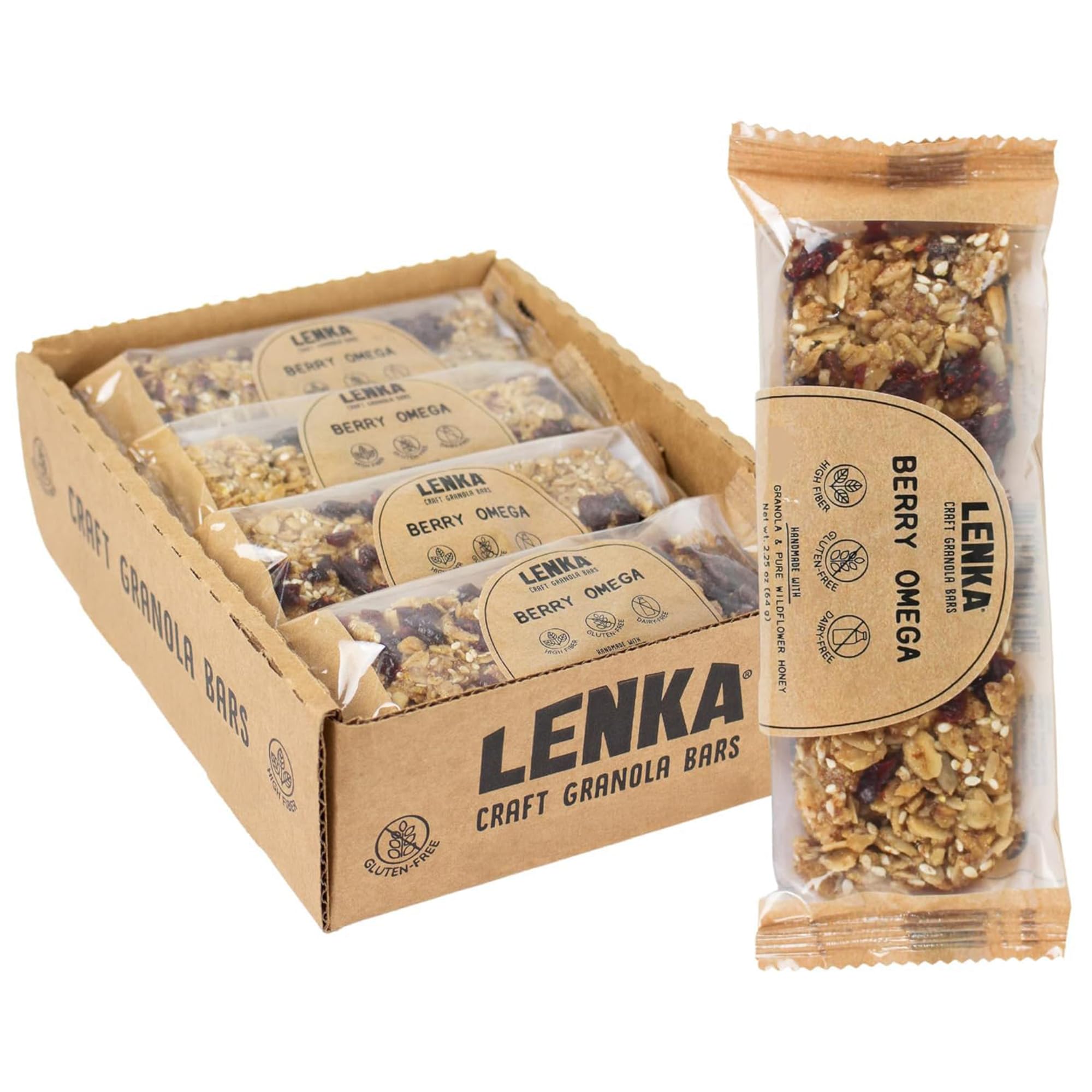 Lenka Bars - Berry Omega Snack Bars, Gluten Free, High Fiber, Kosher ...