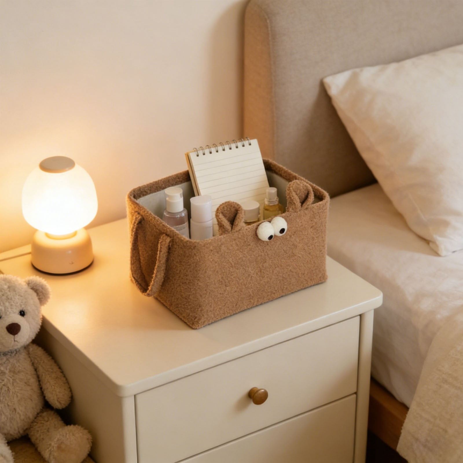 Lenkho Cute Fabric Storage Basket, Rectangular Organizer Bin with ...