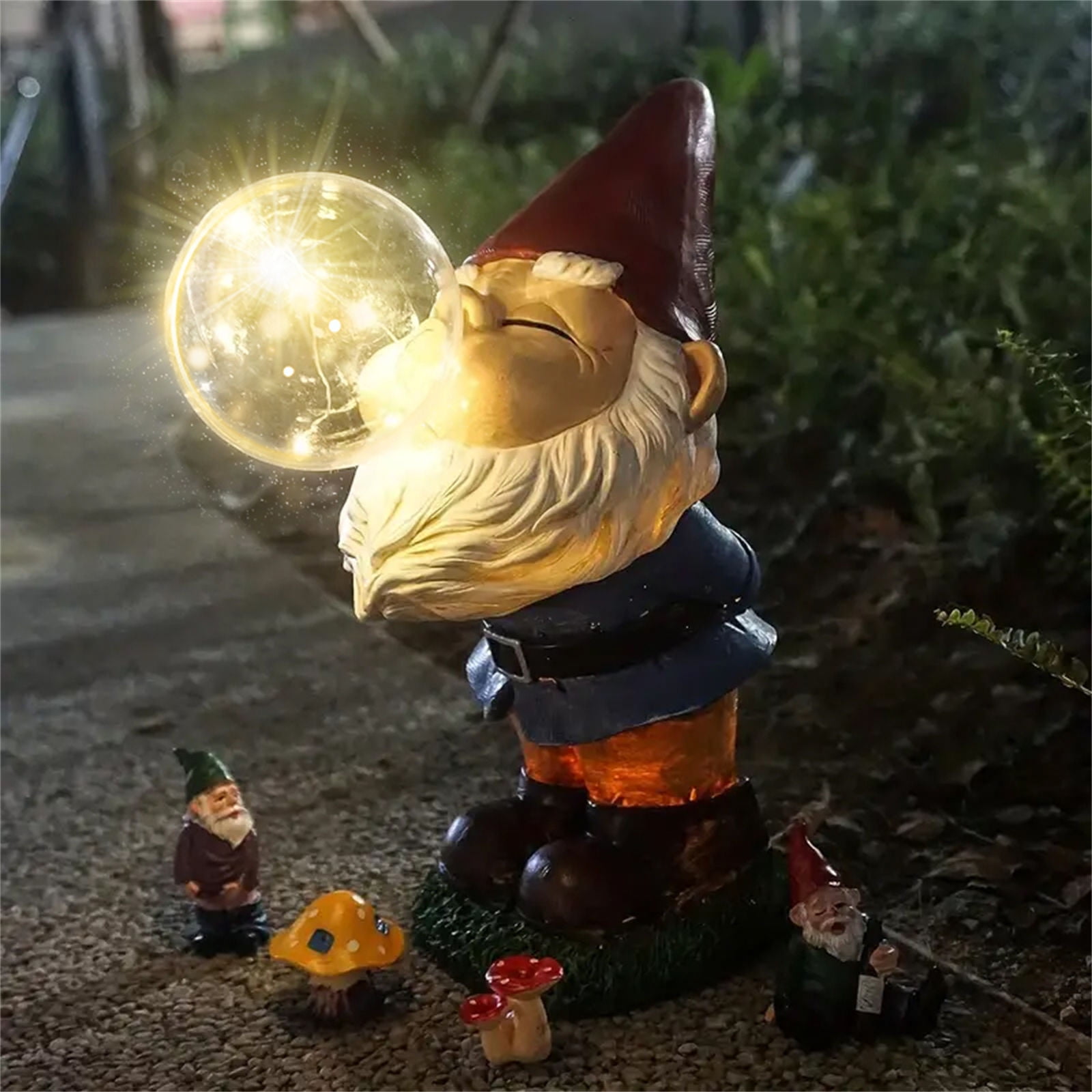 Lenkho Garden Decorative Ornaments Dwarf Statues Solar Lights Outdoor ...