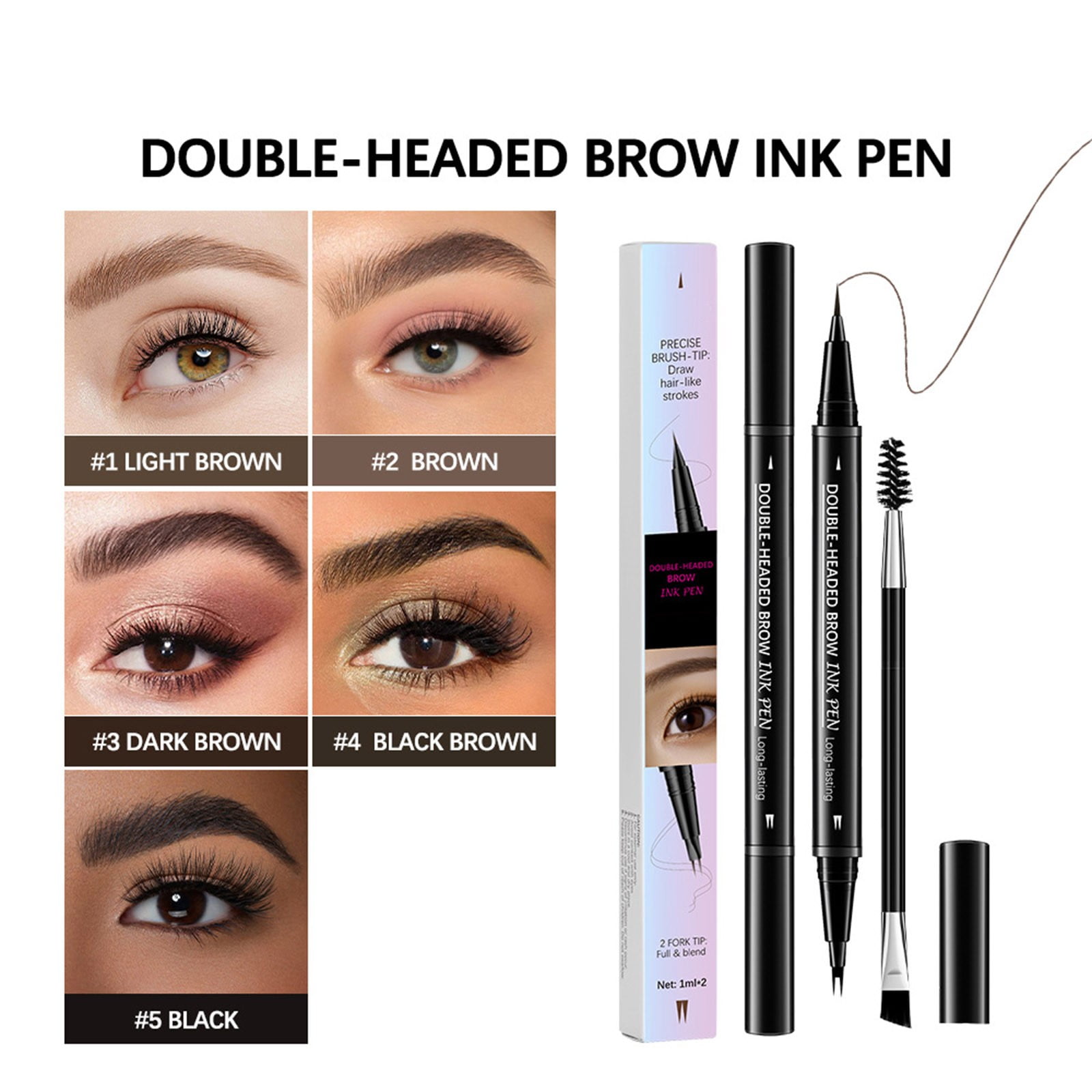 Lenkho Sales Double-head Two-fork Eyebrow Pencil Waterproof Sweat-proof Non-halos Dyes Wilds ...