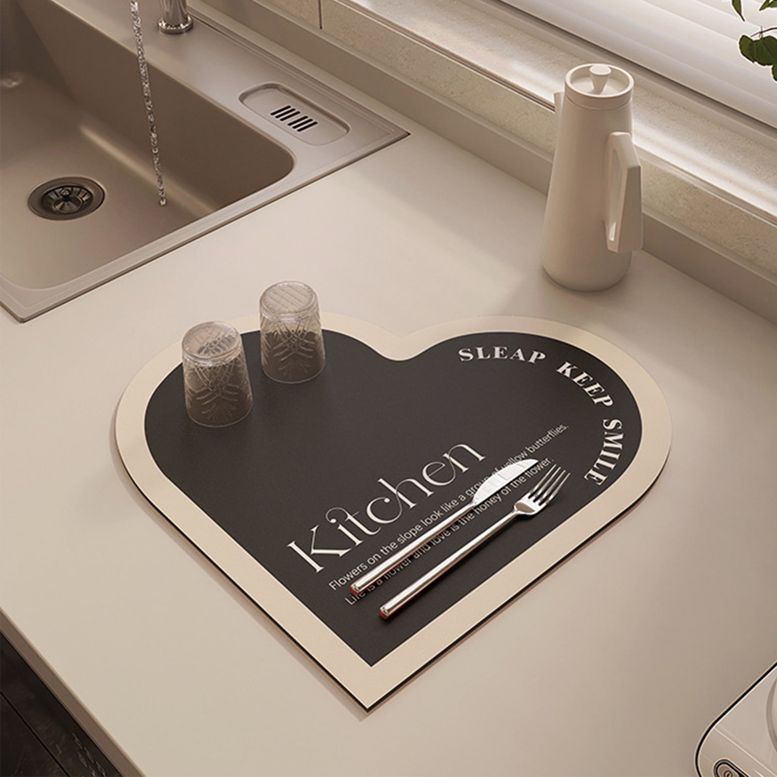 Lenkho Valentine's Day Heart-shaped Kitchen Countertop Drains Pad ...